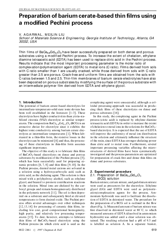 (PDF) Preparation of barium cerate-based thin films using a modified ...