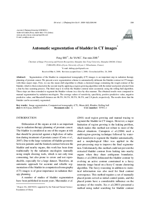 (PDF) Automatic segmentation of bladder in CT images | Yue-min Zhu - Academia.edu