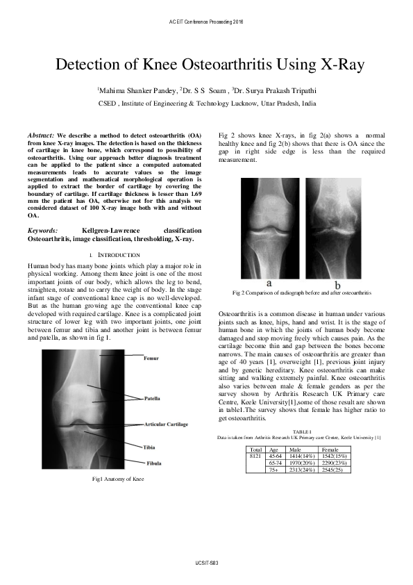 (PDF) Detection of Knee Osteoarthritis Using X-Ray | Dr Surya Prakash Tripathi - Academia.edu