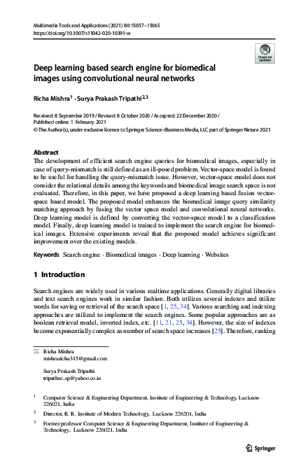 Pdf Deep Learning Based Search Engine For Biomedical Images Using