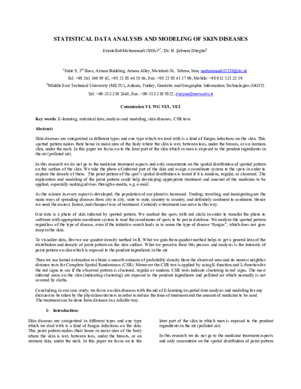 (PDF) Statistical Data Analysis and Modeling of Skin Diseases