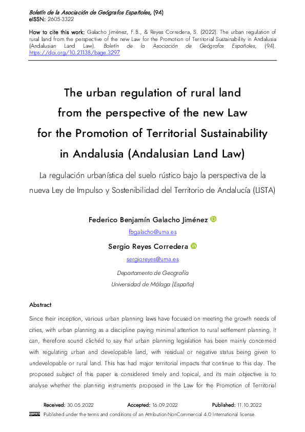 Pdf The Urban Regulation Of Rural Land From The Perspective Of The New Law For The Promotion