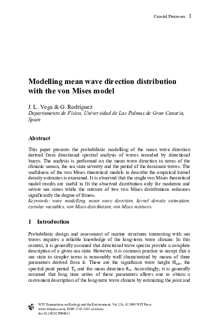 (PDF) Modelling mean wave direction distribution with the von Mises model