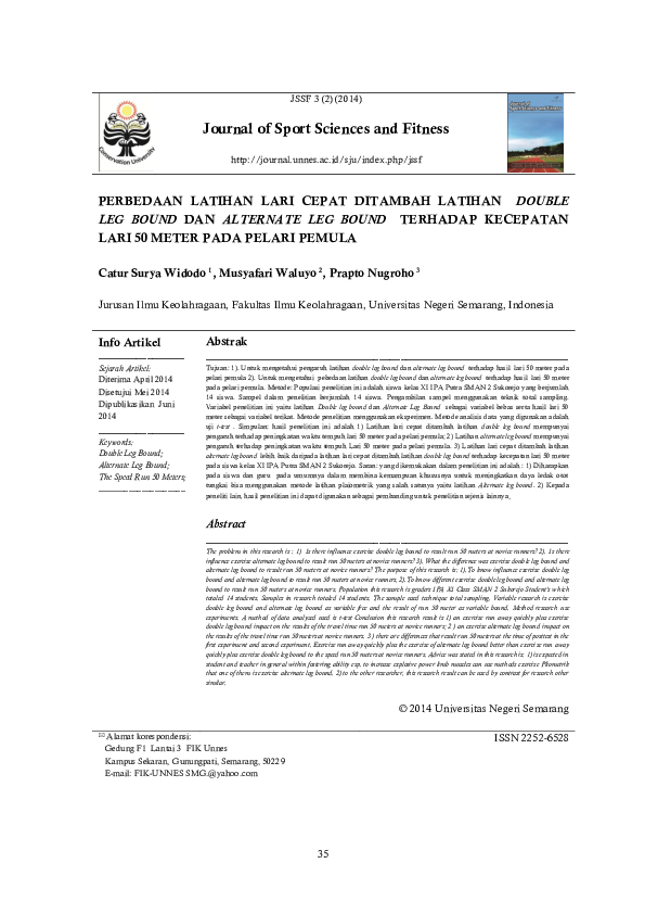 (PDF) Perbedaan Latihan Lari Cepat Ditambah Latihan Double Leg Bound ...