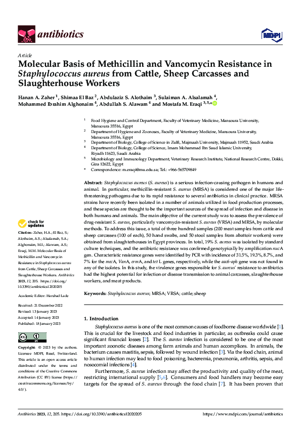 Pdf Molecular Basis Of Methicillin And Vancomycin Resistance In Staphylococcus Aureus From