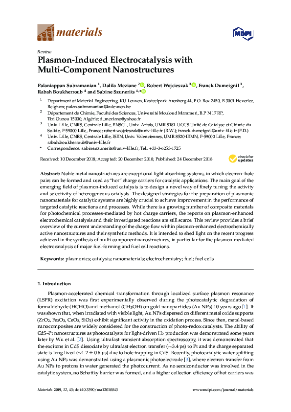 (PDF) Plasmon-Induced Electrocatalysis with Multi-Component Nanostructures