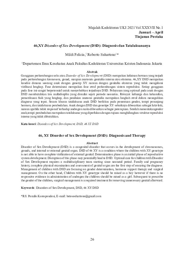 (PDF) 46, XY DSD (Disorder of Sex Development) : Diagnosis dan ...
