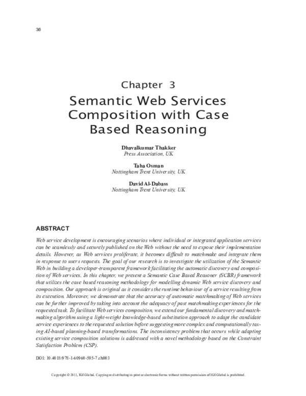 (PDF) Semantic Web Services Composition with Case Based Reasoning