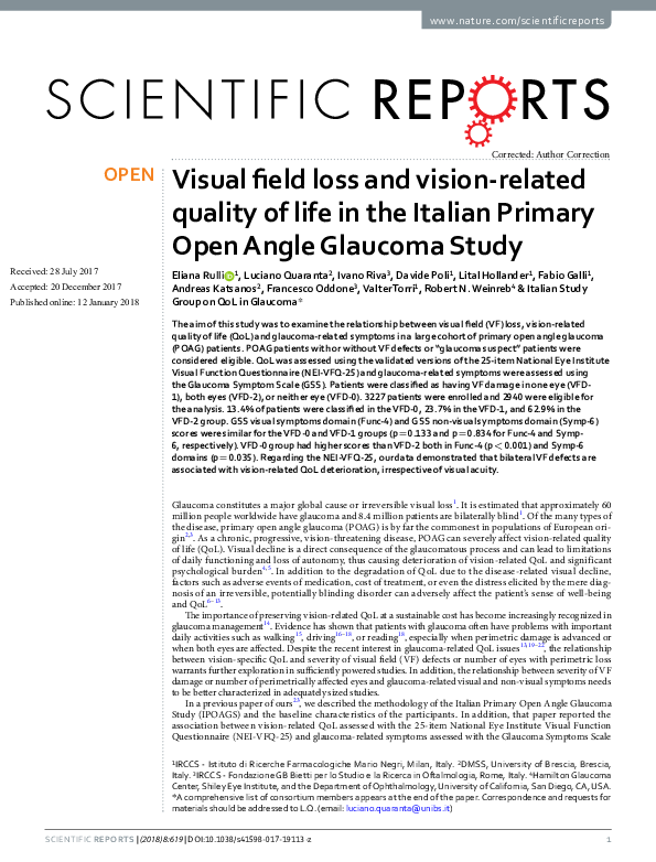 (PDF) Visual field loss and vision-related quality of life in the ...