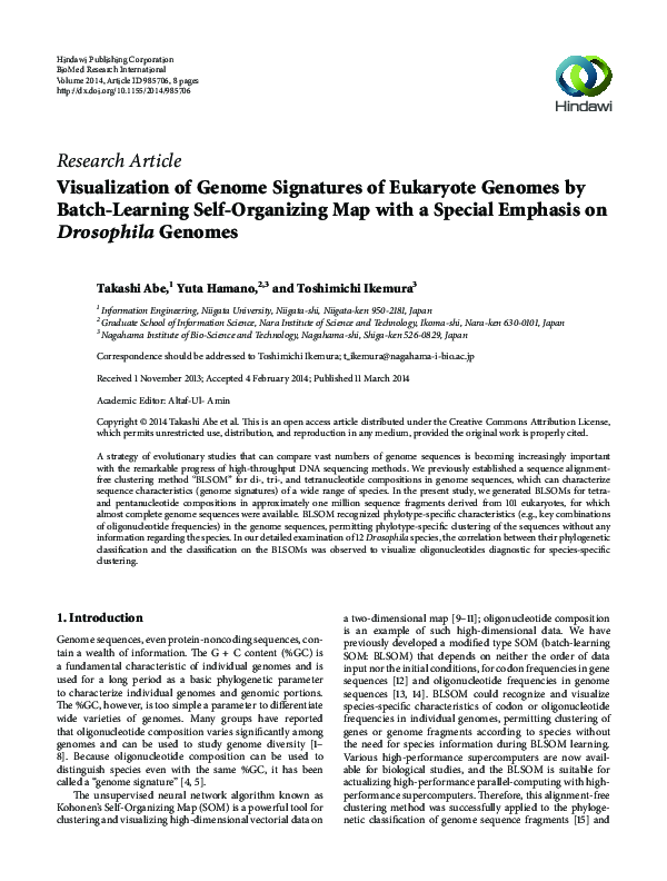 (PDF) Visualization of genome signatures of eukaryote genomes by batch ...