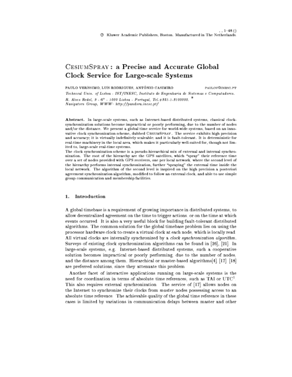 (PDF) CesiumSpray: a Precise and Accurate Global Clock Service for ...