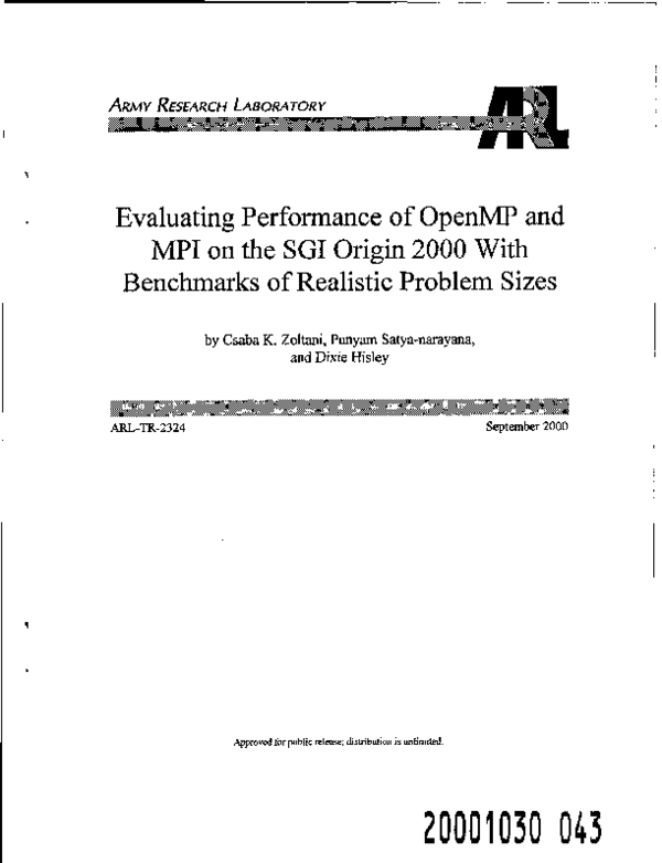 (PDF) Evaluating Performance of OpenMP and MPI on the SGI Origin 2000 with Benchmarks of ...