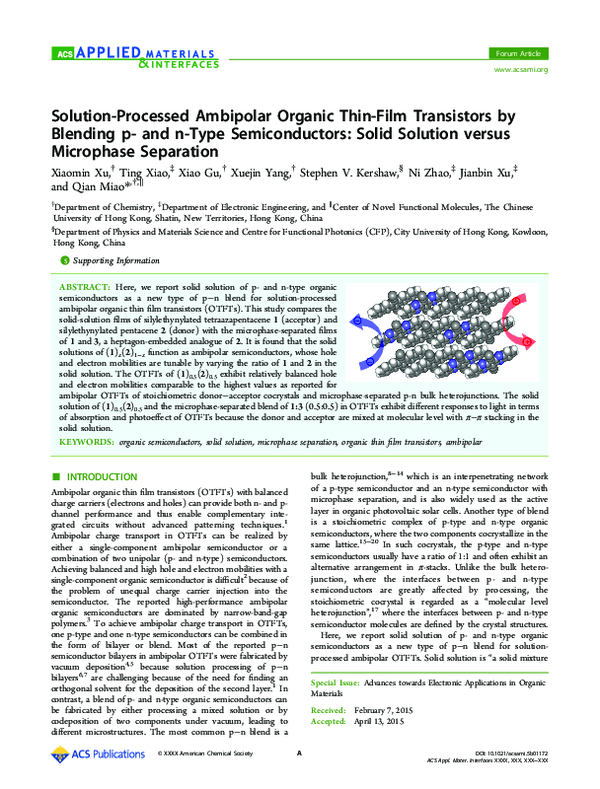 (PDF) Solution-Processed Ambipolar Organic Thin-Film Transistors by ...