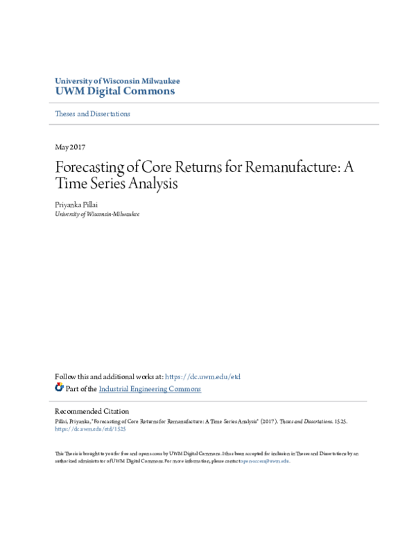 (PDF) Forecasting of Core Returns for Remanufacture: A Time Series Analysis
