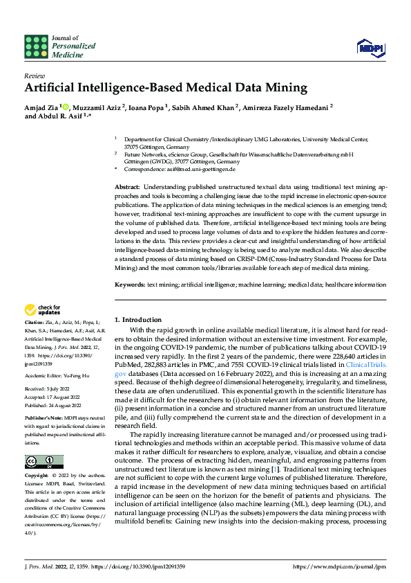 (PDF) Artificial Intelligence-Based Medical Data Mining