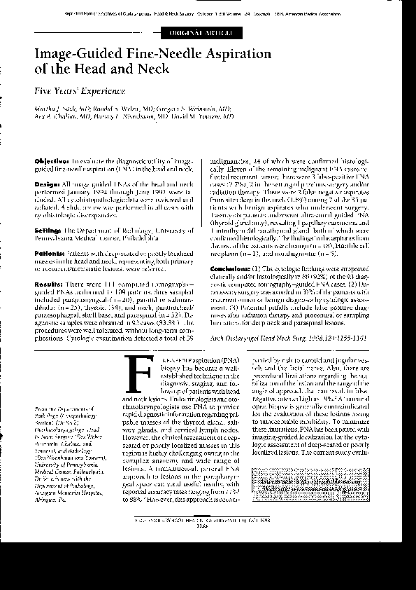 (PDF) Image-Guided Fine-Needle Aspiration of the Head and Neck