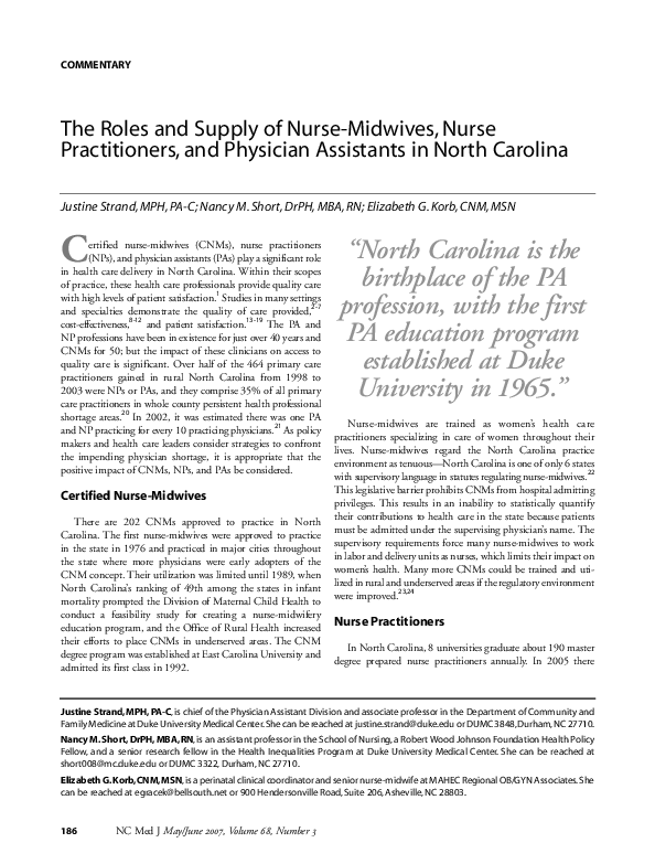 (PDF) The Roles and Supply of Nurse-Midwives, Nurse Practitioners, and ...