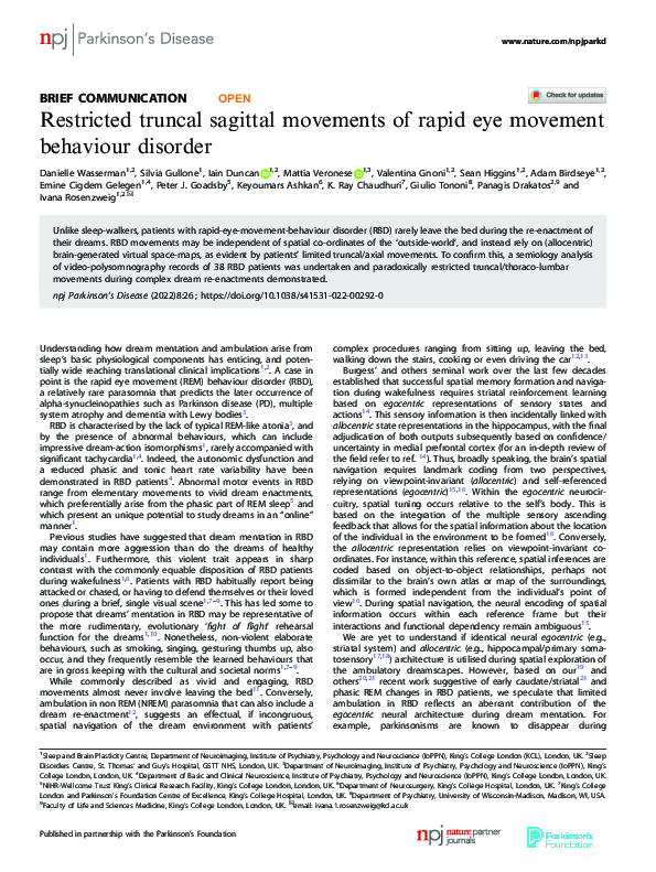 (PDF) Restricted truncal sagittal movements of rapid eye movement ...