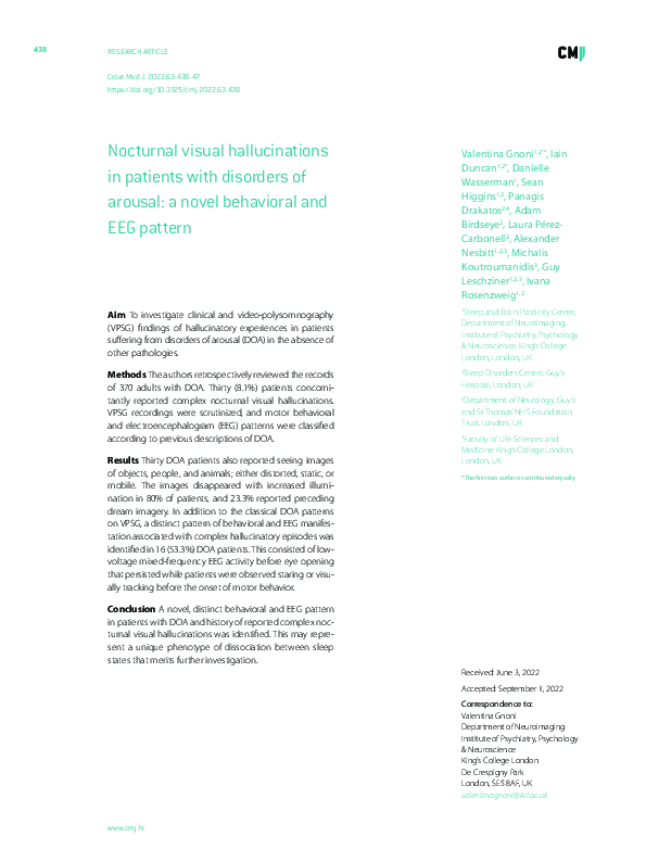 (PDF) Nocturnal visual hallucinations in patients with disorders of ...