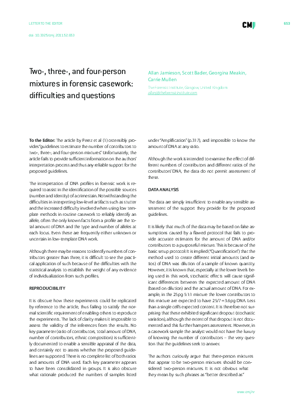 (PDF) Two-, three-, and four-person mixtures in forensic casework ...