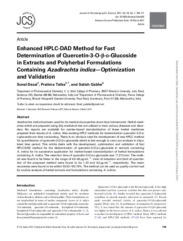 (PDF) Enhanced HPLC-DAD Method for Fast Determination of Quercetin-3-O-β-d-Glucoside in Extracts ...