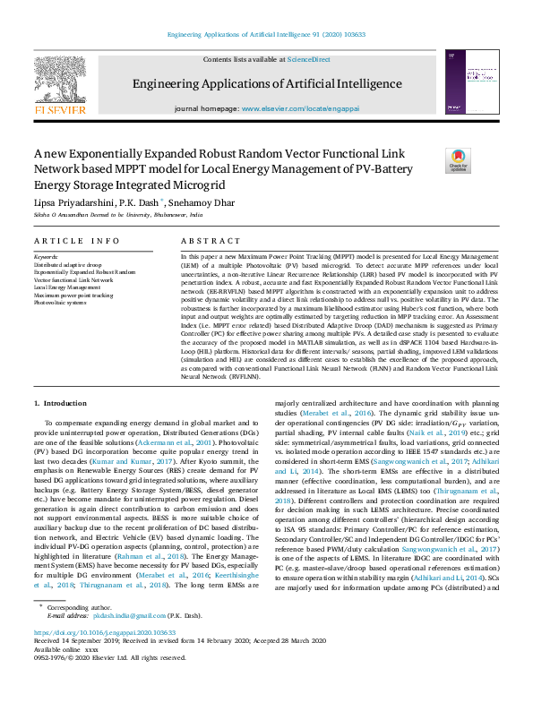 Pdf A New Exponentially Expanded Robust Random Vector Functional Link Network Based Mppt Model