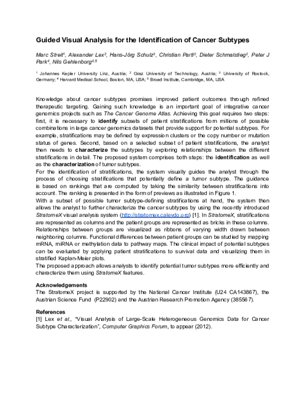 (PDF) Guided Visual Analysis for the Identification of Cancer Subtypes