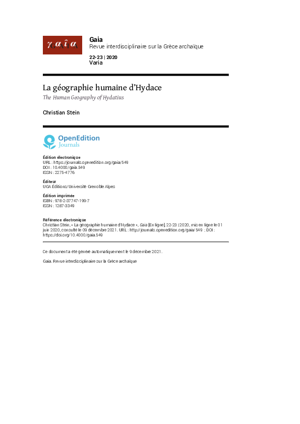 (PDF) La géographie humaine d’Hydace
