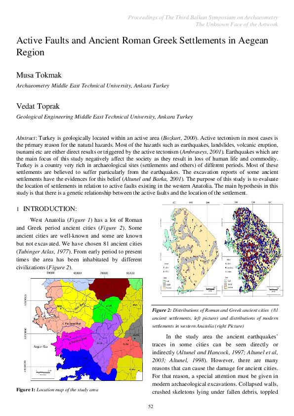 (PDF) Active Faults and Ancient Roman Greek Settlements in Aegean Region