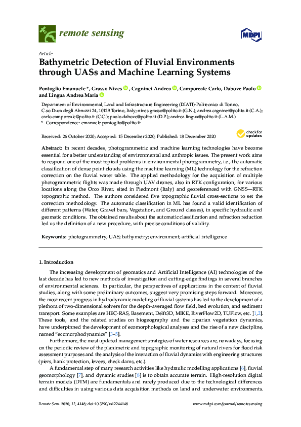 Pdf Bathymetric Detection Of Fluvial Environments Through Uass And Machine Learning Systems