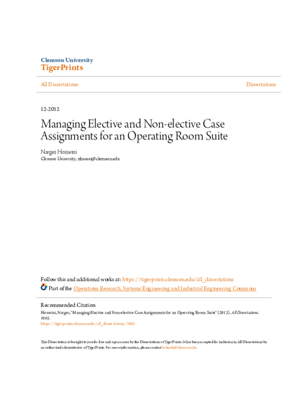 (PDF) Managing Elective and Non-elective Case Assignments for an ...