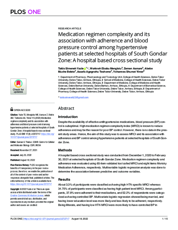 (PDF) Medication regimen complexity and its association with adherence ...