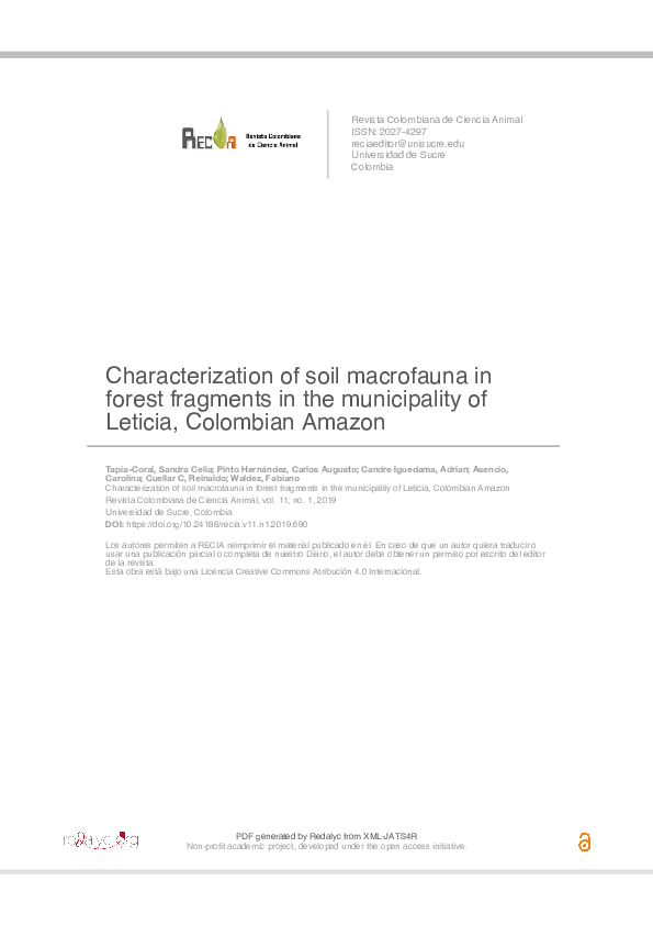 (PDF) Caracterización de la macrofauna del suelo en fragmentos ...