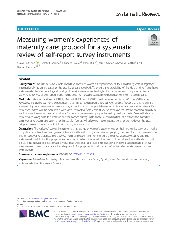 (PDF) Measuring women’s experiences of maternity care: protocol for a ...