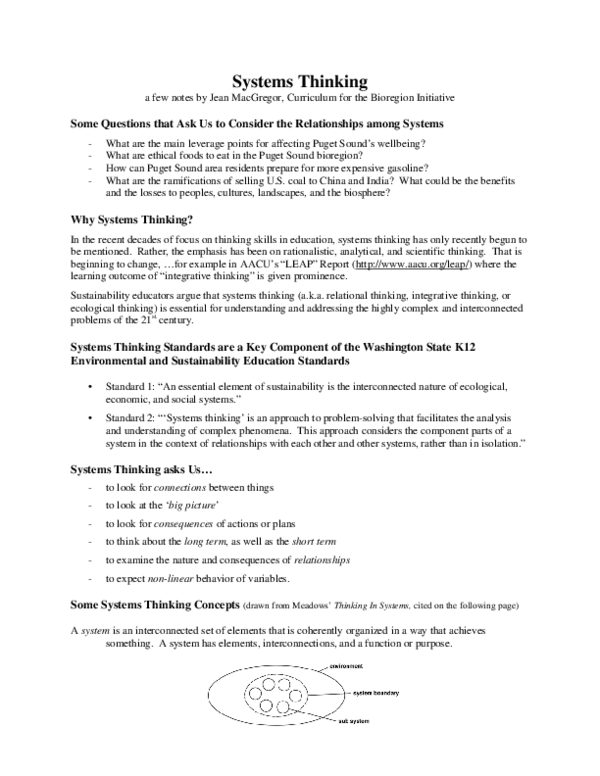 (PDF) Systems thinking