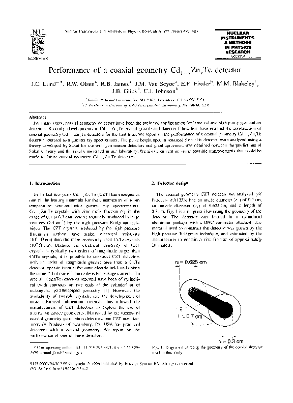(PDF) Performance of a coaxial geometry Cd1−xZnx Te detector | Elgin ...