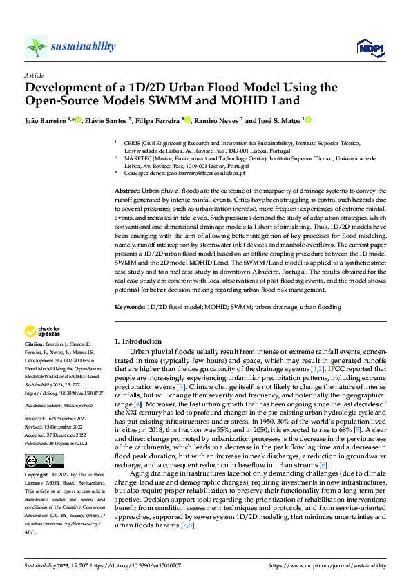(PDF) Development of a 1D/2D Urban Flood Model Using the Open-Source Models SWMM and MOHID Land