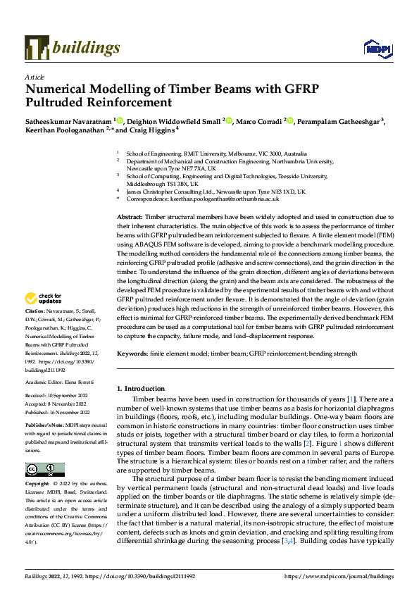 (PDF) Numerical Modelling of Timber Beams with GFRP Pultruded Reinforcement