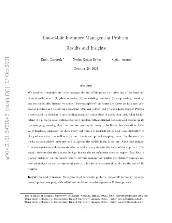 (PDF) End-of-Life Inventory Management Problem: Results and Insights