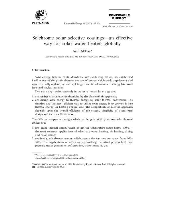 (PDF) Solchrome solar selective coatings—an effective way for solar ...