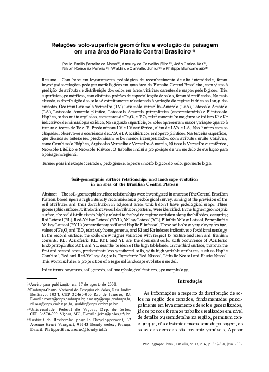 (PDF) Relações solo-superfície geomórfica e evolução da paisagem em uma ...