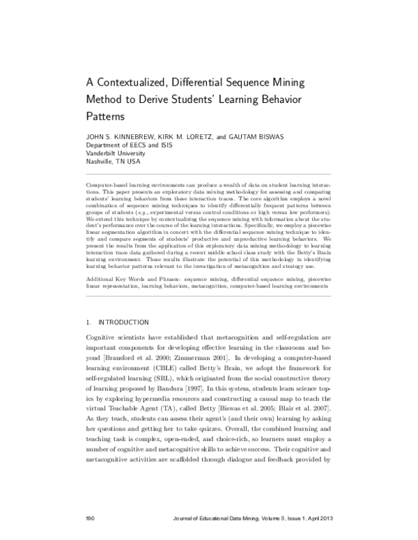 (PDF) A Contextualized, Differential Sequence Mining Method to Derive Students' Learning ...
