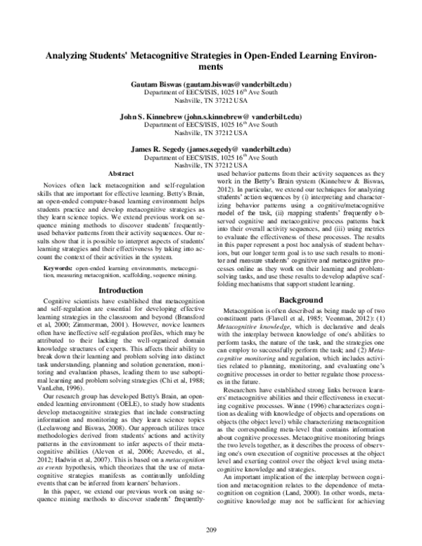 (PDF) Analyzing students’ metacognitive strategies in open-ended ...