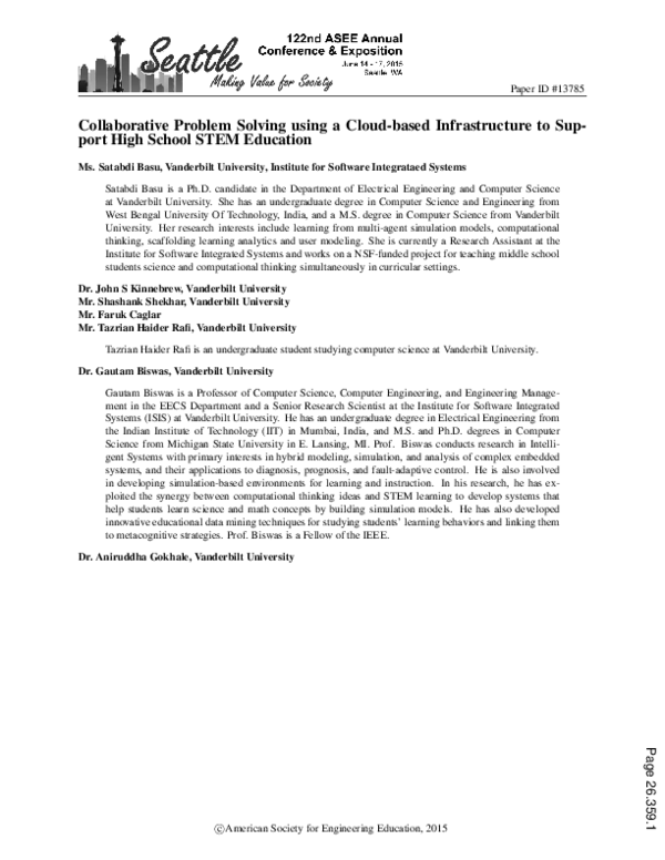 (PDF) Collaborative Problem-solving Using a Cloud-based Infrastructure to Support High School ...