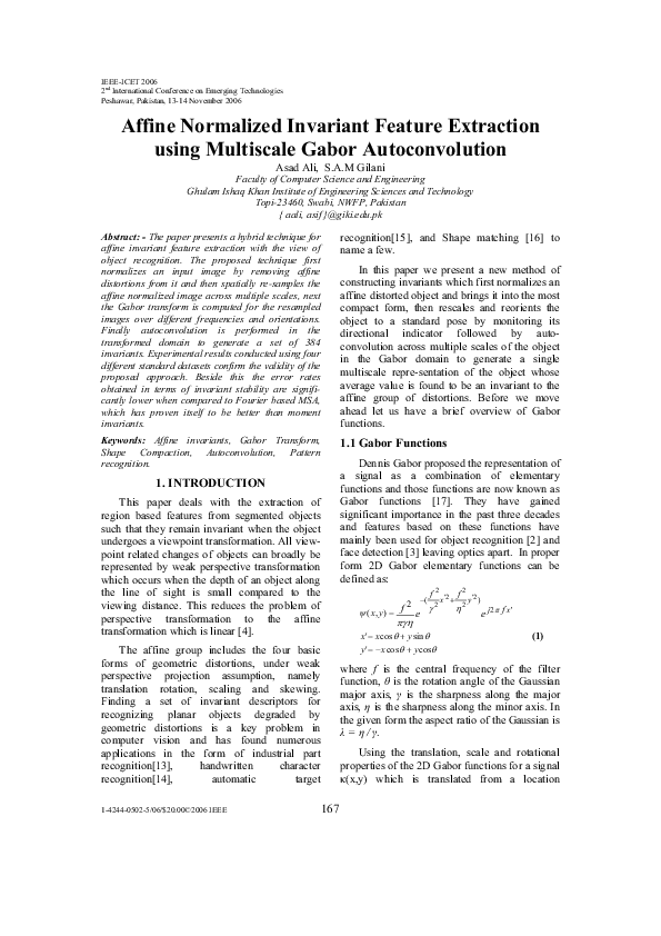 Pdf Affine Normalized Invariant Feature Extraction Using Multiscale