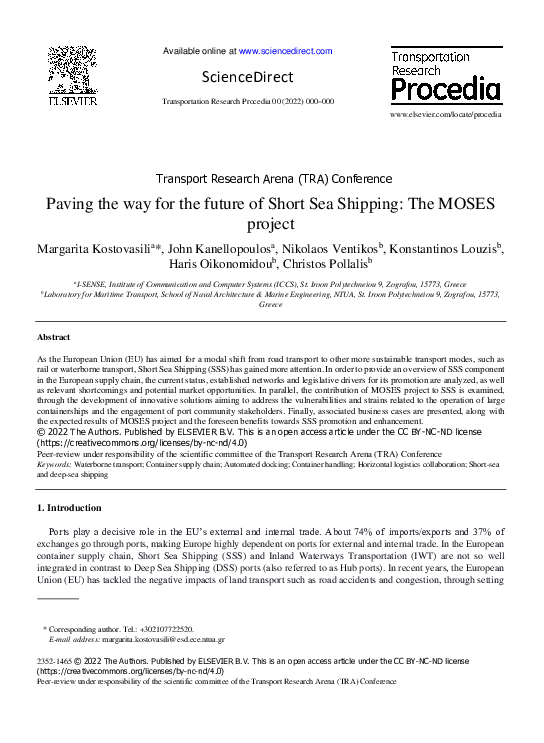(PDF) Paving the way for the future of Short Sea Shipping: The MOSES ...