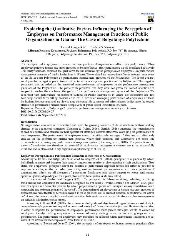 (PDF) Exploring the Qualitative Factors Influencing the Perception of Employees on Performance ...