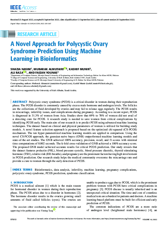 (PDF) A Novel Approach for Polycystic Ovary Syndrome Prediction Using ...