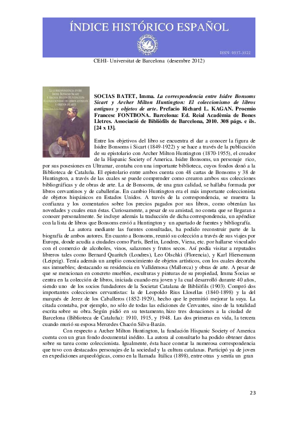 (PDF) SOCIAS BATET, Imma. "La correspondéncia entre Isidre Bonsoms ...