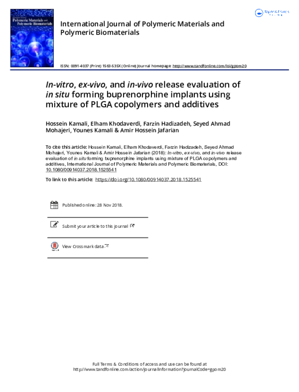 (PDF) In-vitro, ex-vivo, and in-vivo release evaluation of in situ ...